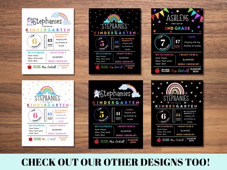 Printable, Editable First and Last Day of School Signs With Child ...