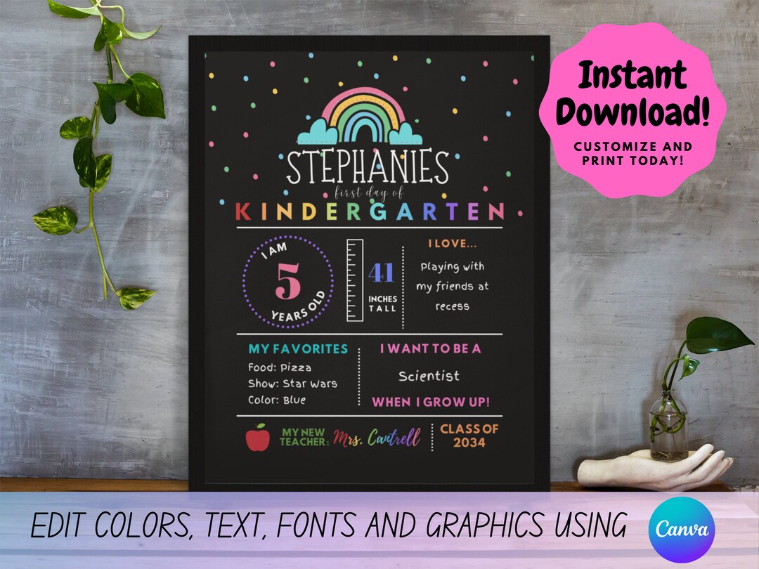 Printable, Editable First and Last Day of School Signs With Child ...