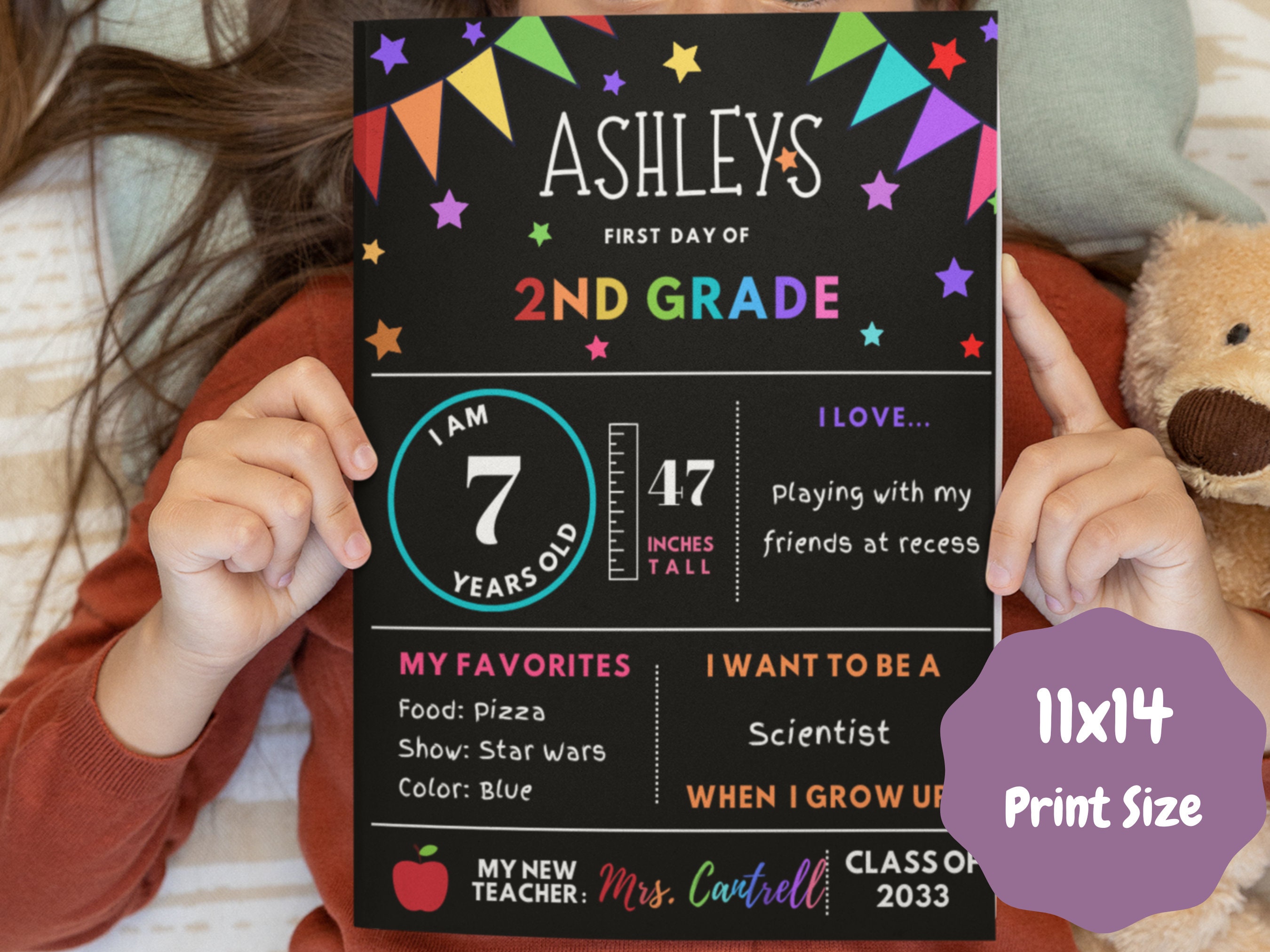 Printable, Editable First and Last Day of School Signs With Child ...