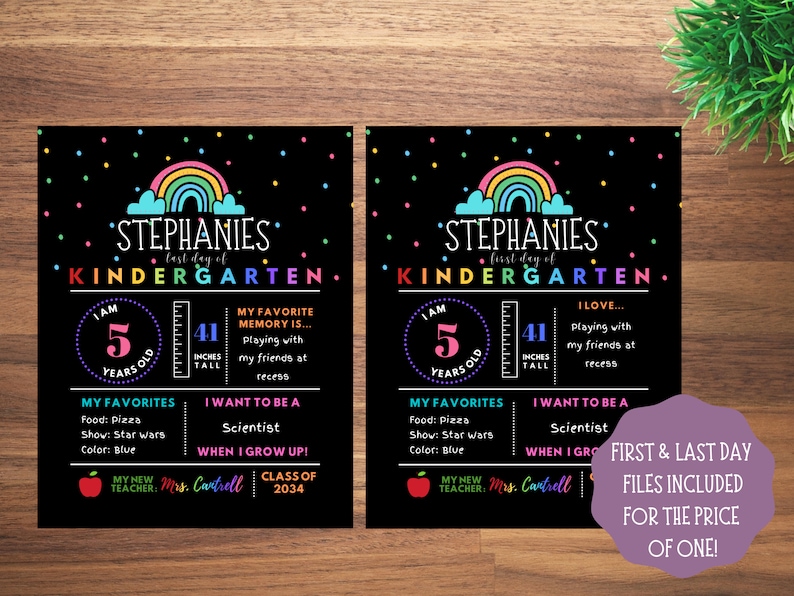 Printable, Editable First and Last Day of School Signs With Child ...