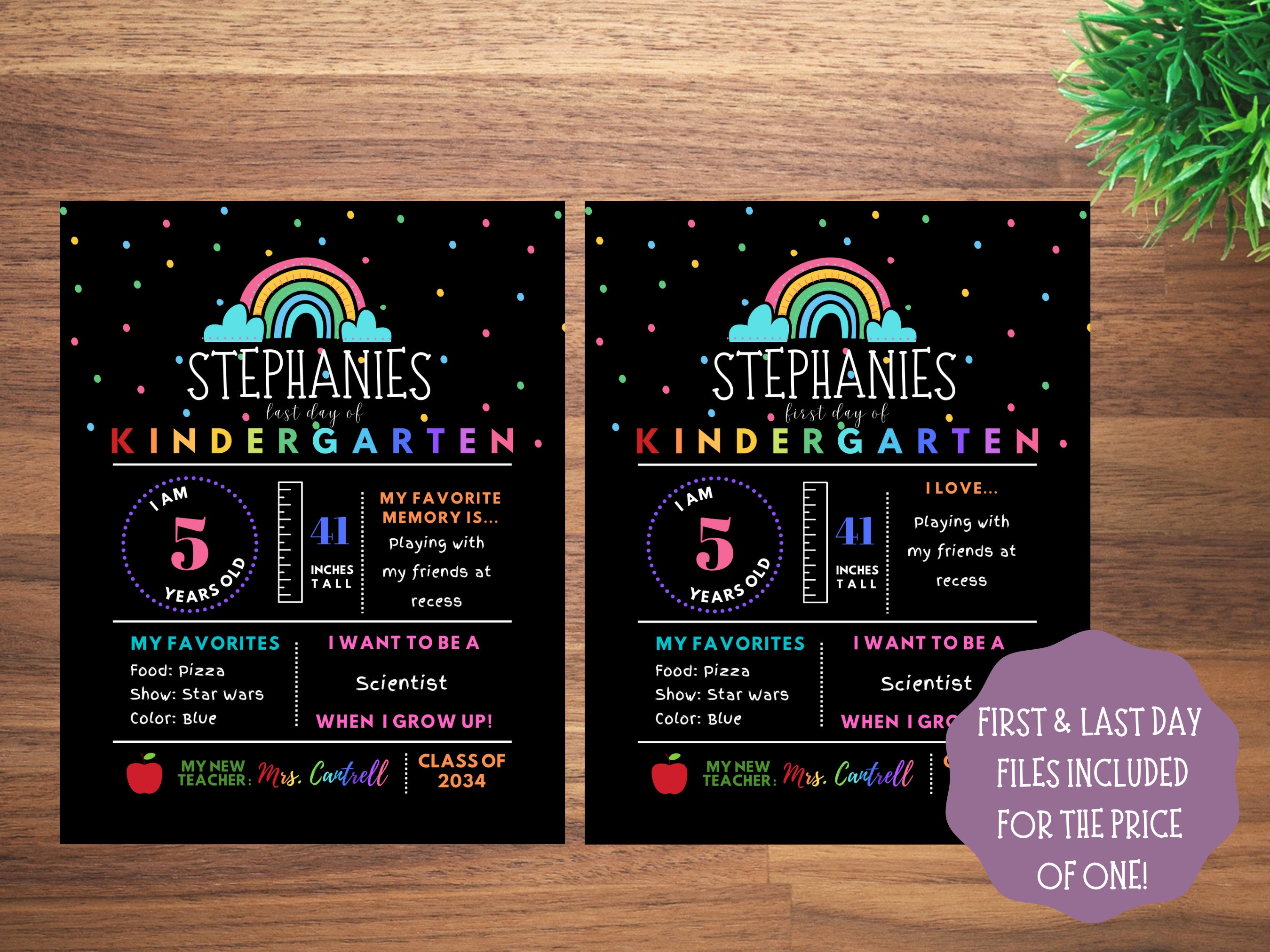 Printable, Editable First and Last Day of School Signs With Child ...