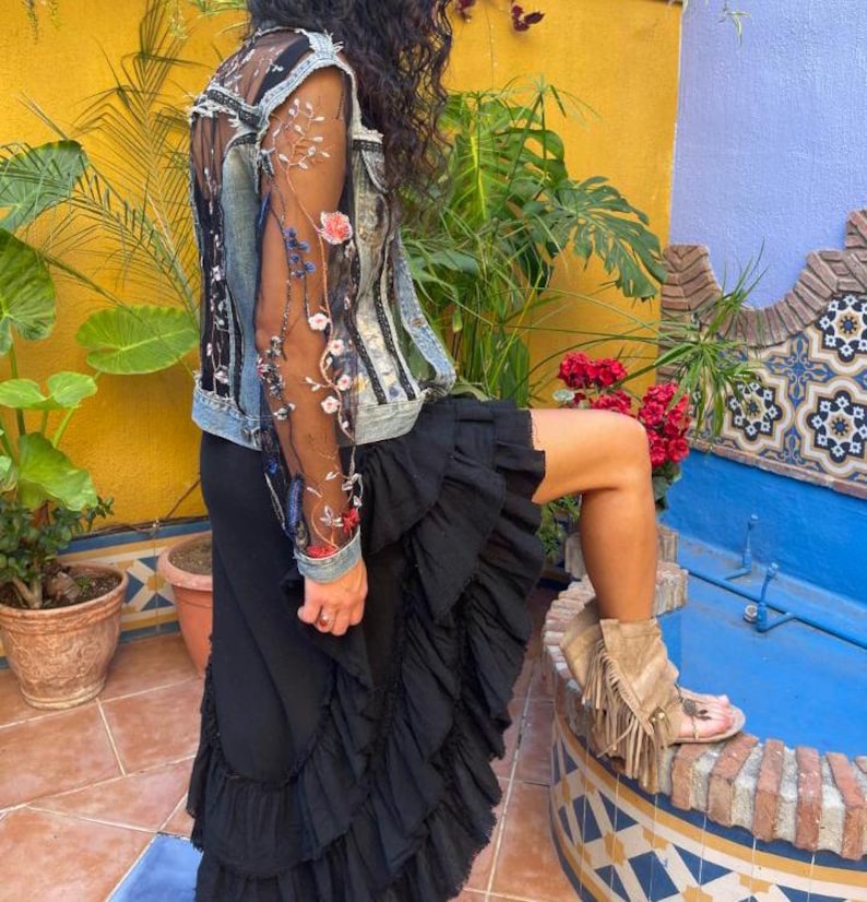 Skirt Boho,tribal Skirt, Texan Style, Organic, Ruffle Skirt, Adjustable ...