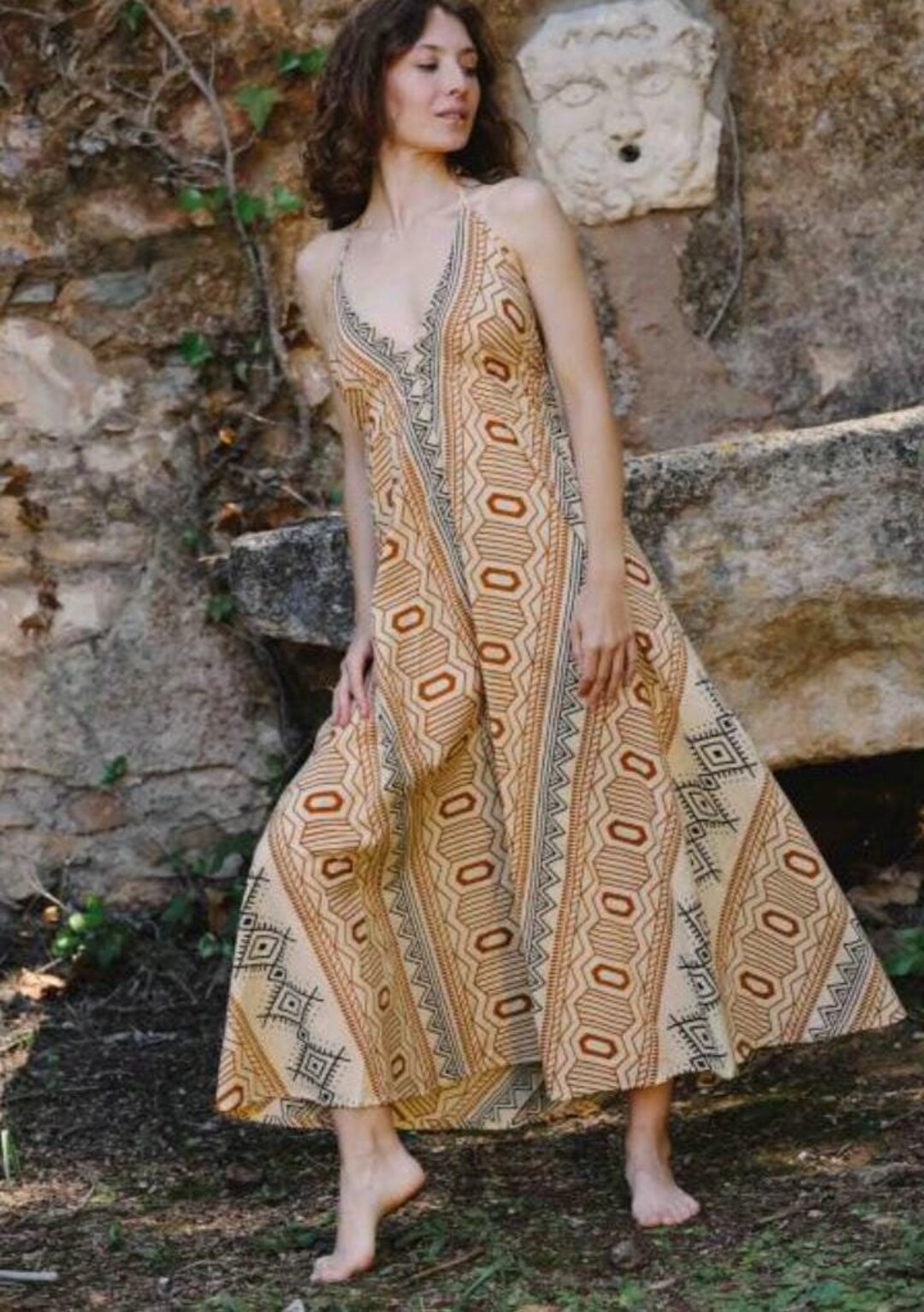 Ethnic Dress, Tribal Maxi Dress, Raw Cotton Dress, Bohemian Dress ...