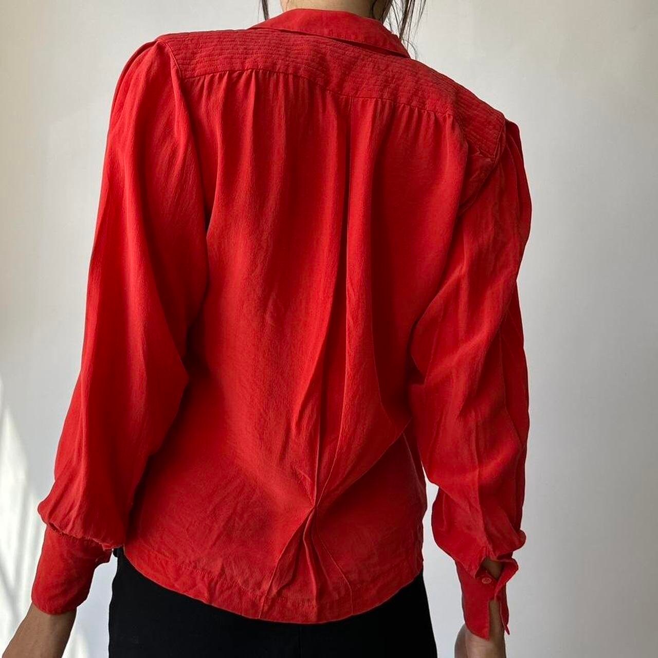 Vintage Red Silk Long Sleeve Button up Blouse - Etsy