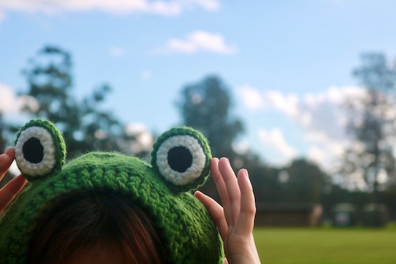 Frog Headband Knitted Froggy Hat Crochet Beanie Gift | Etsy