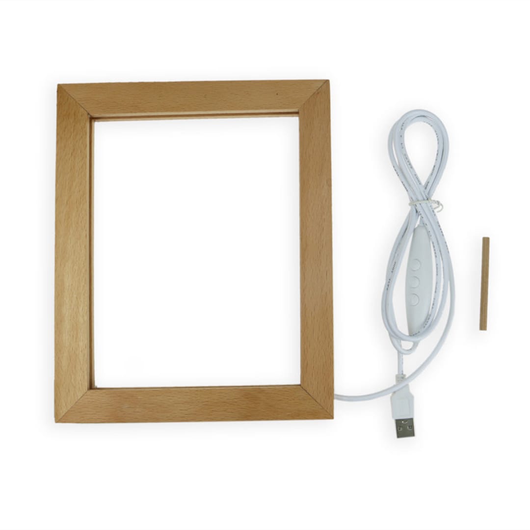 3D LED Night Light Wooden Frame With 8 Colours Including 3mm Acrylic ...