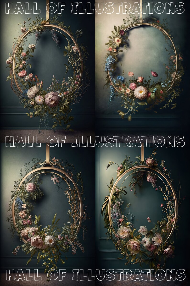 20 Floral Halo Rings Setdigital Backdrops Maternity - Etsy