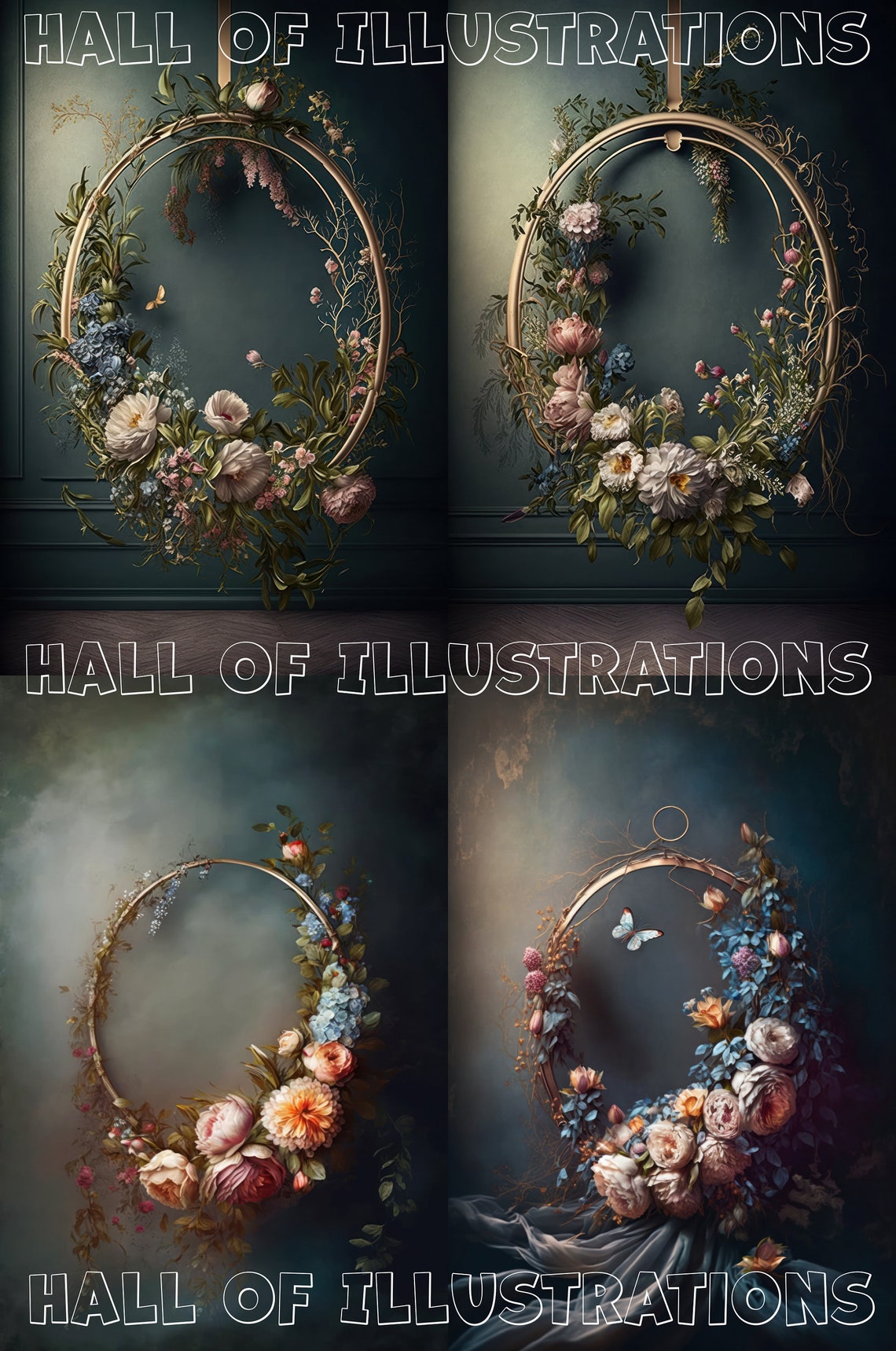 20 Floral Halo Rings Setdigital Backdrops Maternity - Etsy