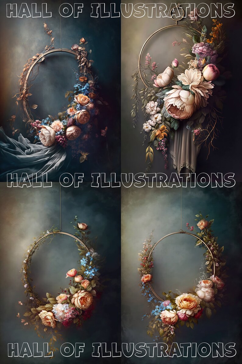 20 Floral Halo Rings Setdigital Backdrops Maternity - Etsy