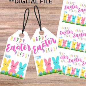 Easter Printable Tags, Peeps Easter Tags, Treat Tags, Gift Tags ...