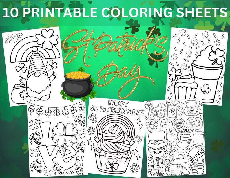 St. Patrick's Day Coloring Fun, Cute & Festive Printable, INSTANT ...
