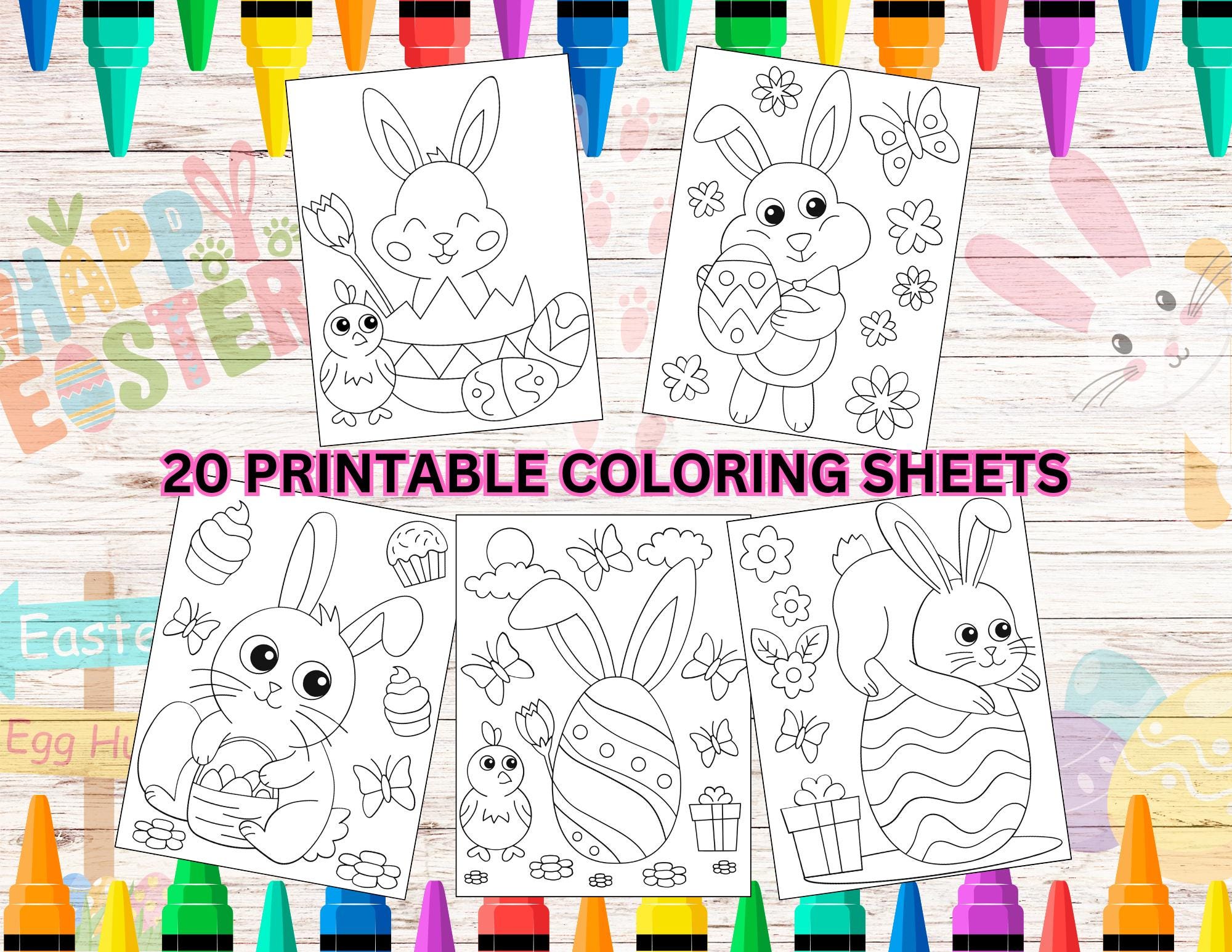 20 Easter Coloring Pages, Printable Easter Activity for Kids & Adults ...