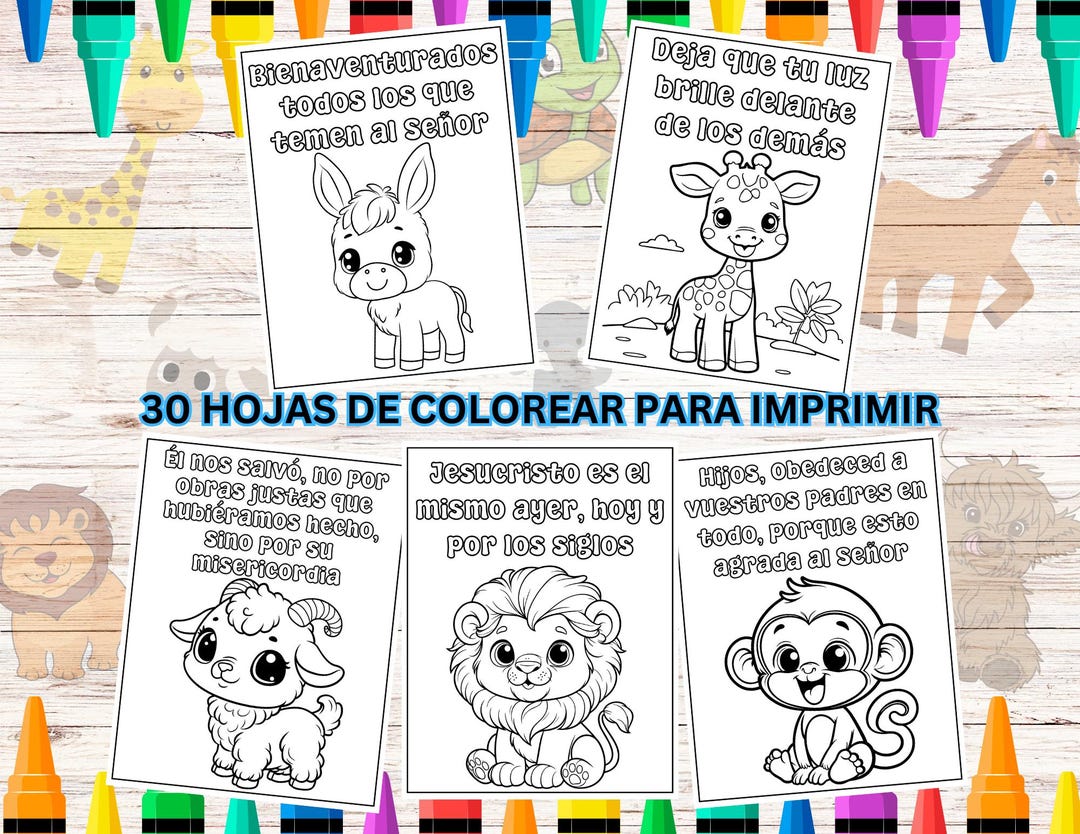 30 SPANISH Printable Christian Coloring Pages, Adorable Animals Bible ...