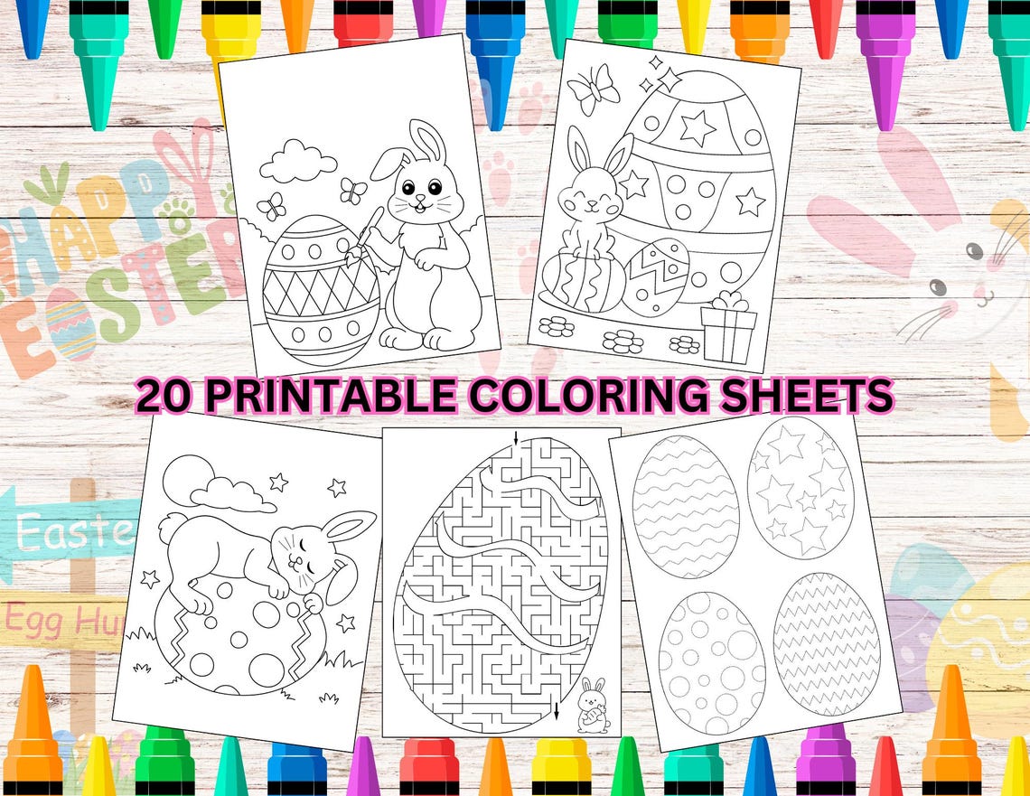 20 Easter Coloring Pages, Printable Easter Activity for Kids & Adults ...