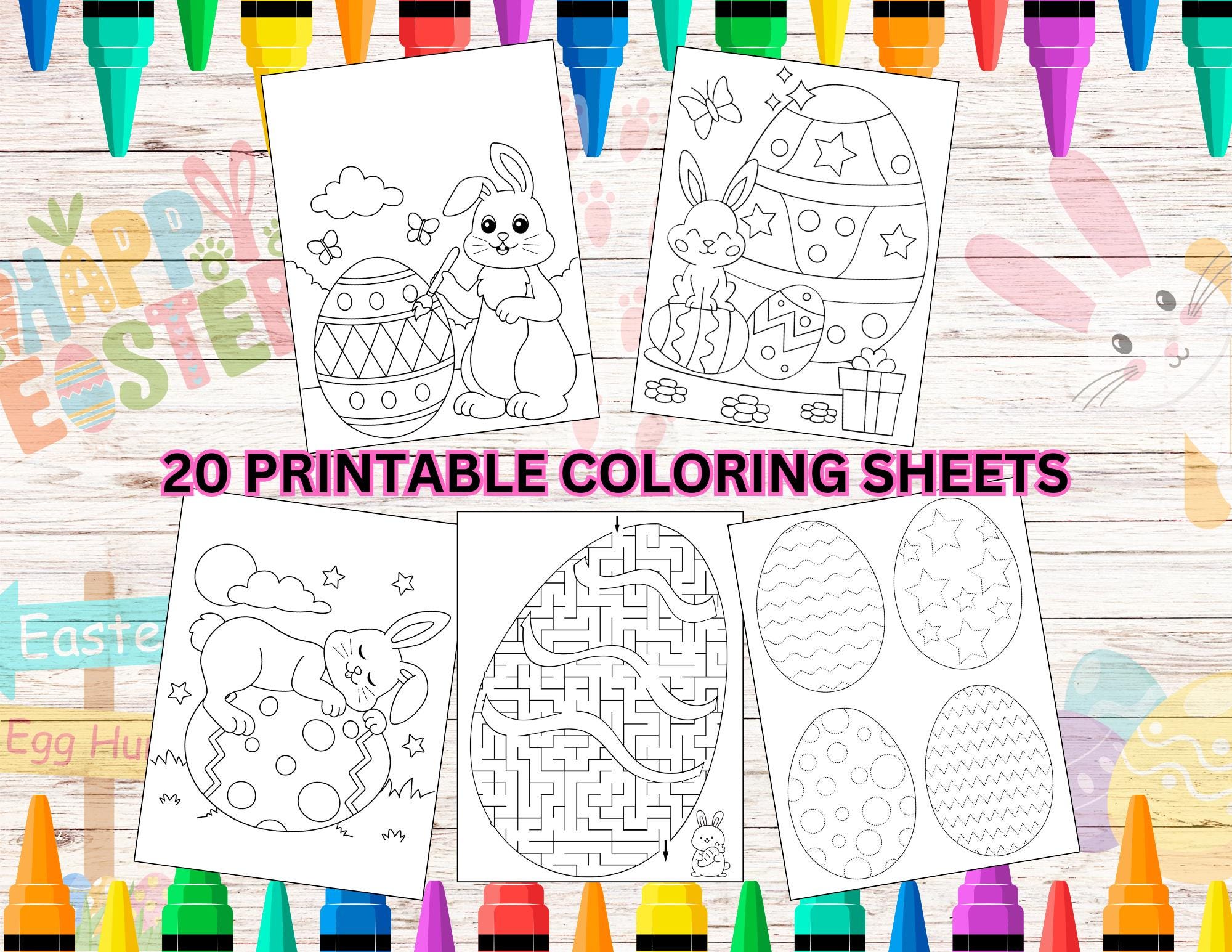 20 Easter Coloring Pages, Printable Easter Activity for Kids & Adults ...
