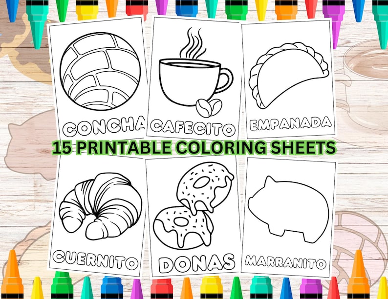 Pan Dulce Coloring Pages Printable, INSTANT DOWNLOAD - Etsy