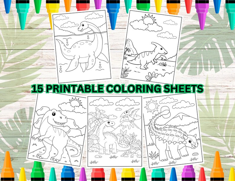 Dinosaurs Printable Coloring Sheets, INSTANT DOWNLOAD - Etsy