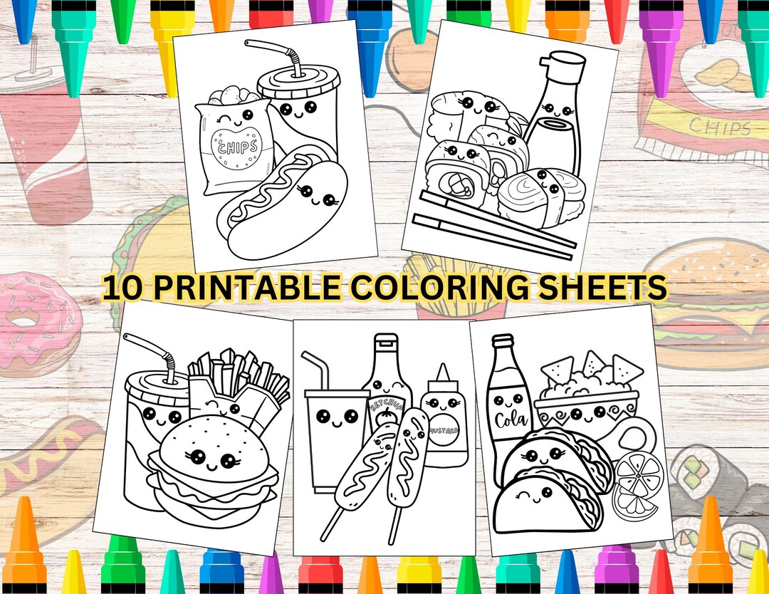 Kawaii Food Coloring Pages, Adorable Printable Sheets for Fun ...