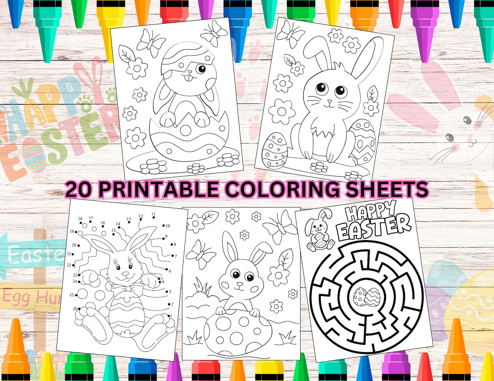 20 Easter Coloring Pages, Printable Easter Activity for Kids & Adults ...