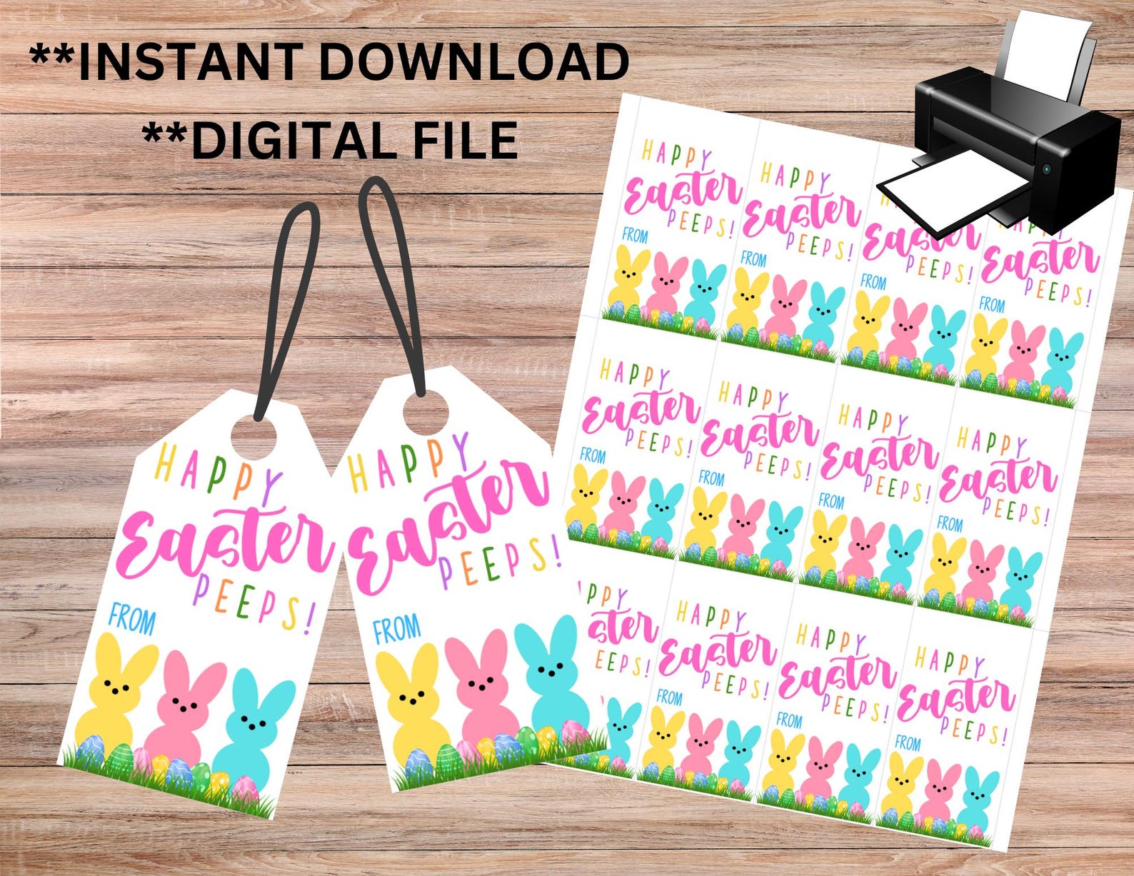 Easter Printable Tags, Peeps Easter Tags, Treat Tags, Gift Tags ...