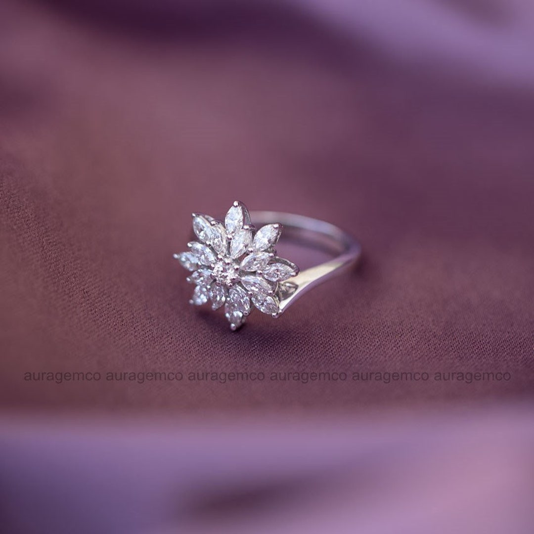 Sunflower Engagement Ring Beautiful Floral Wedding Ring - Etsy