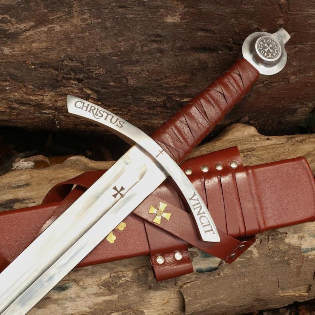 Templar Sword Gift for Men, Handmade Medieval Replica, Engraved Knight ...