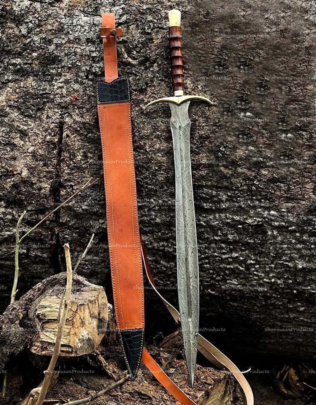 Real Damascus Steel Sword, Viking Swords, Battle Swords, Full Tang ...