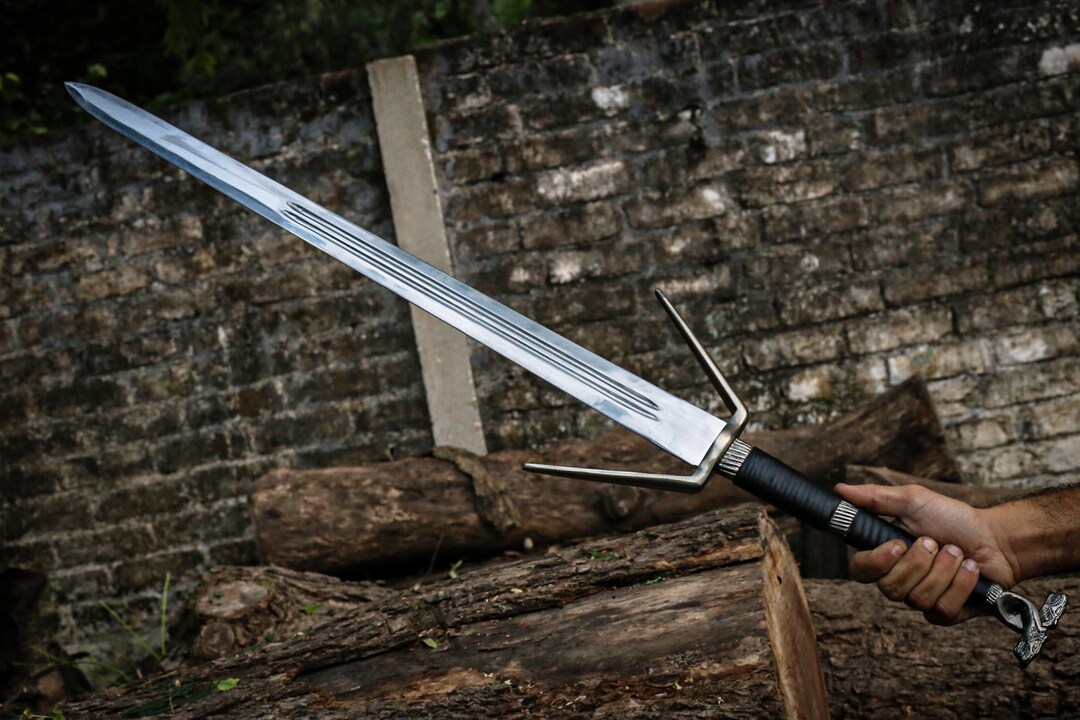 White Wolf Feline Steel Sword Witcher Geralt of Rivia Wild Hunt Sword ...