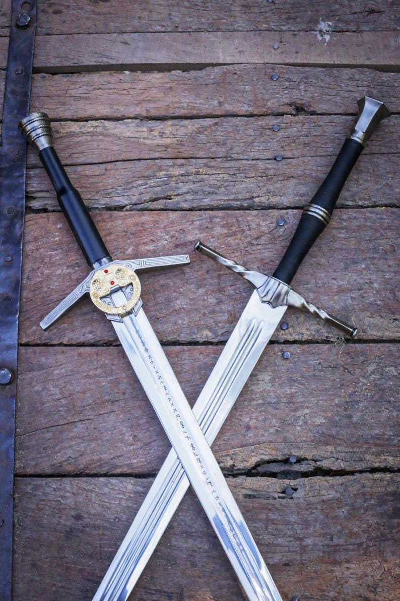 Pair Witcher Sword of Geralt of Rivia Handmade Sword Replica Stainless ...