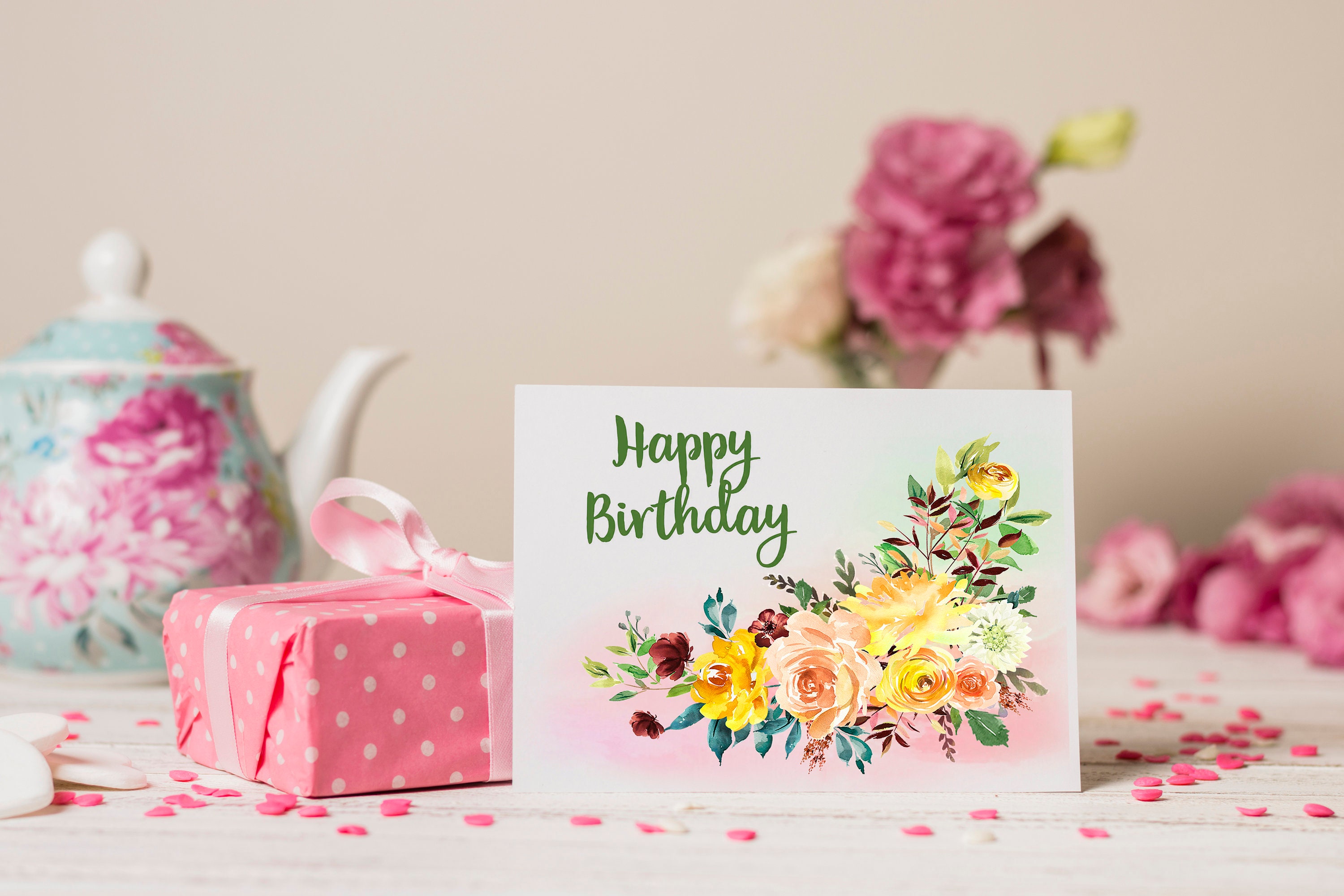 Happy Birthday Greeting Card Printable Instant Download Card Digital ...