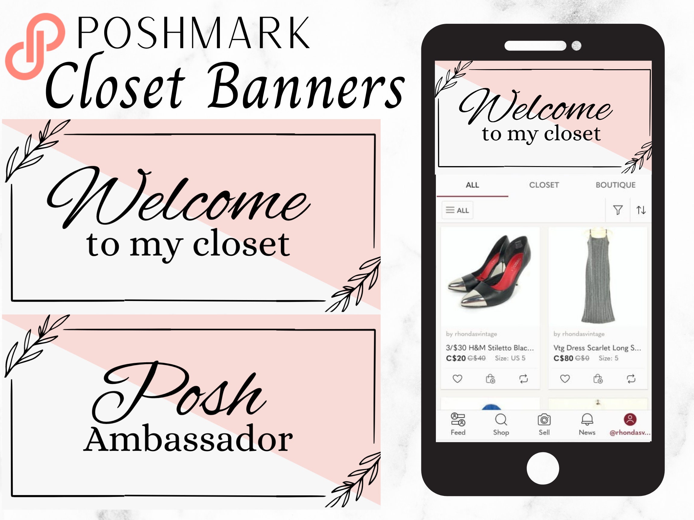 Poshmark Closet Banner, Posh Ambassador Closet Welcome Sign Pink ...