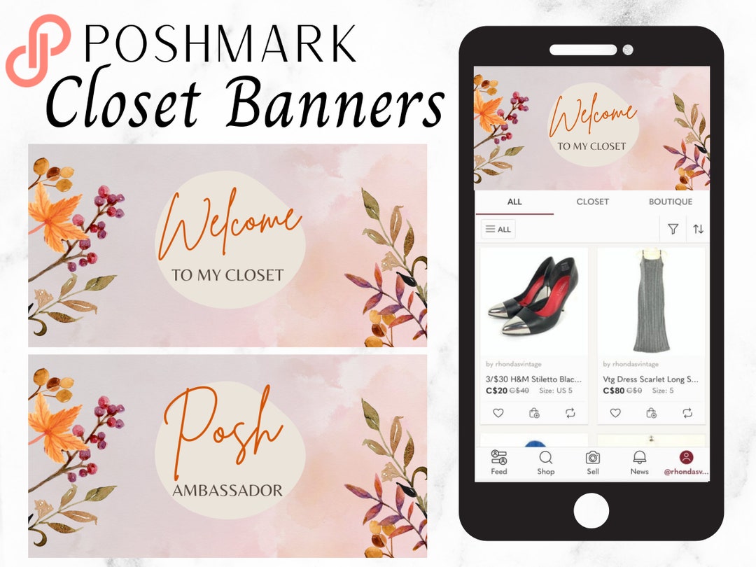 Pink Floral Poshmark Closet Banner: Welcome & Ambassador Sign (digital ...