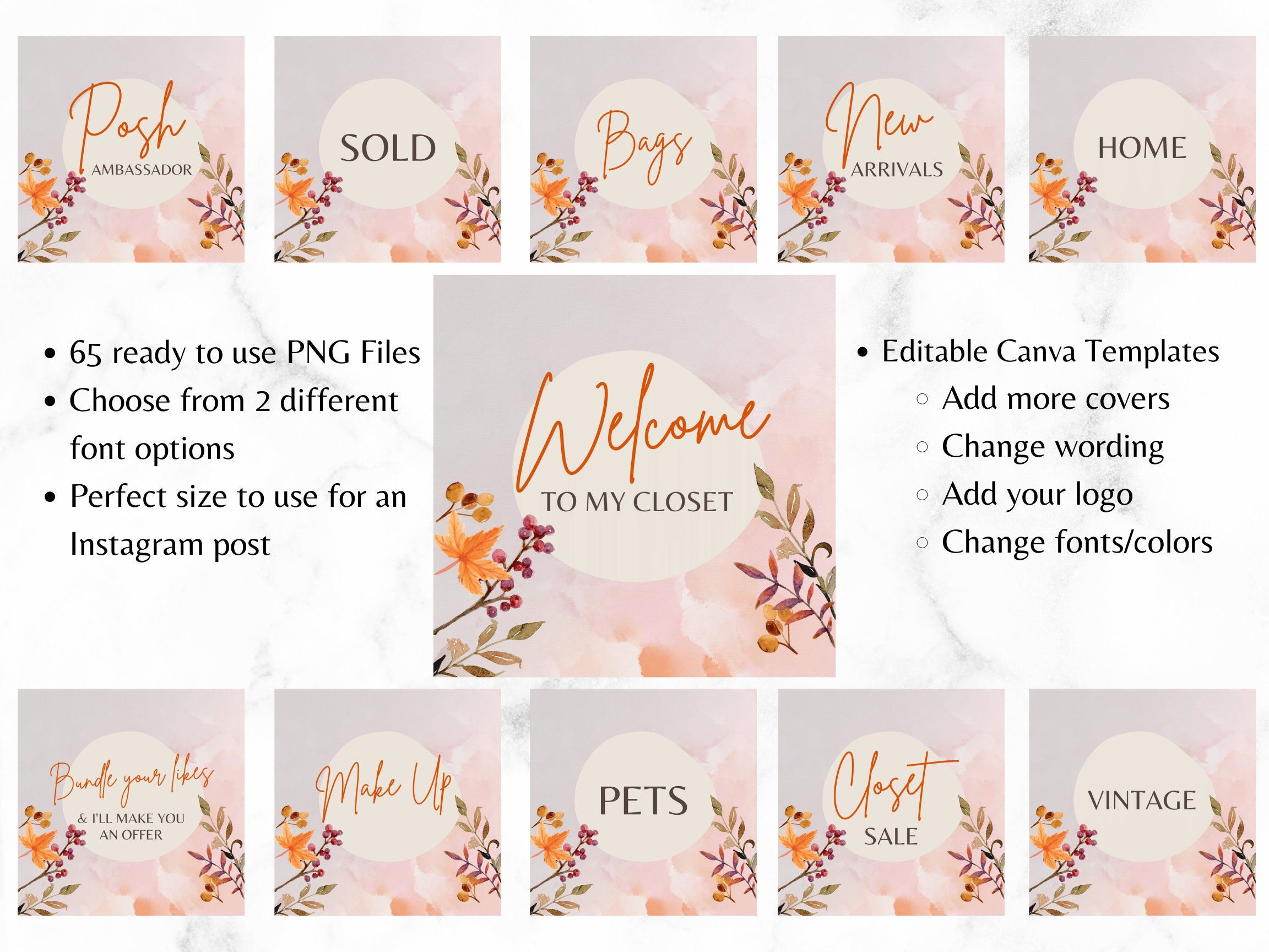 Poshmark Closet Signs, Ultimate Bundle 65 Custom Closet Organizers ...