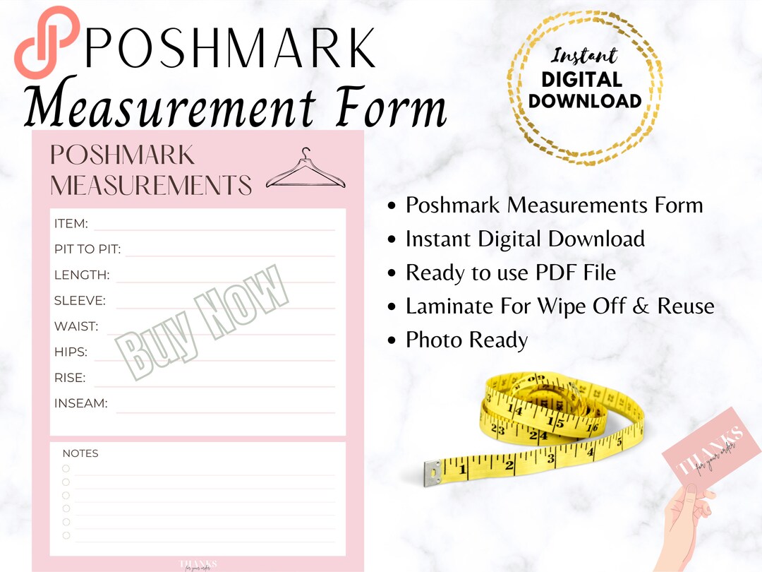 Poshmark Seller Printable | Wipe off Measurements Form | Photo Ready ...