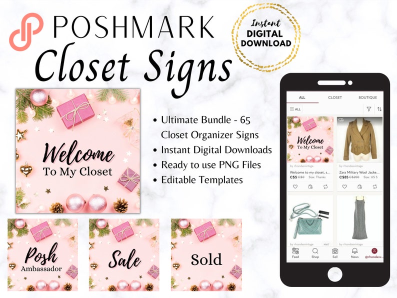 Poshmark Closet Signs: 65 Custom Closet Organizers (digital Download ...