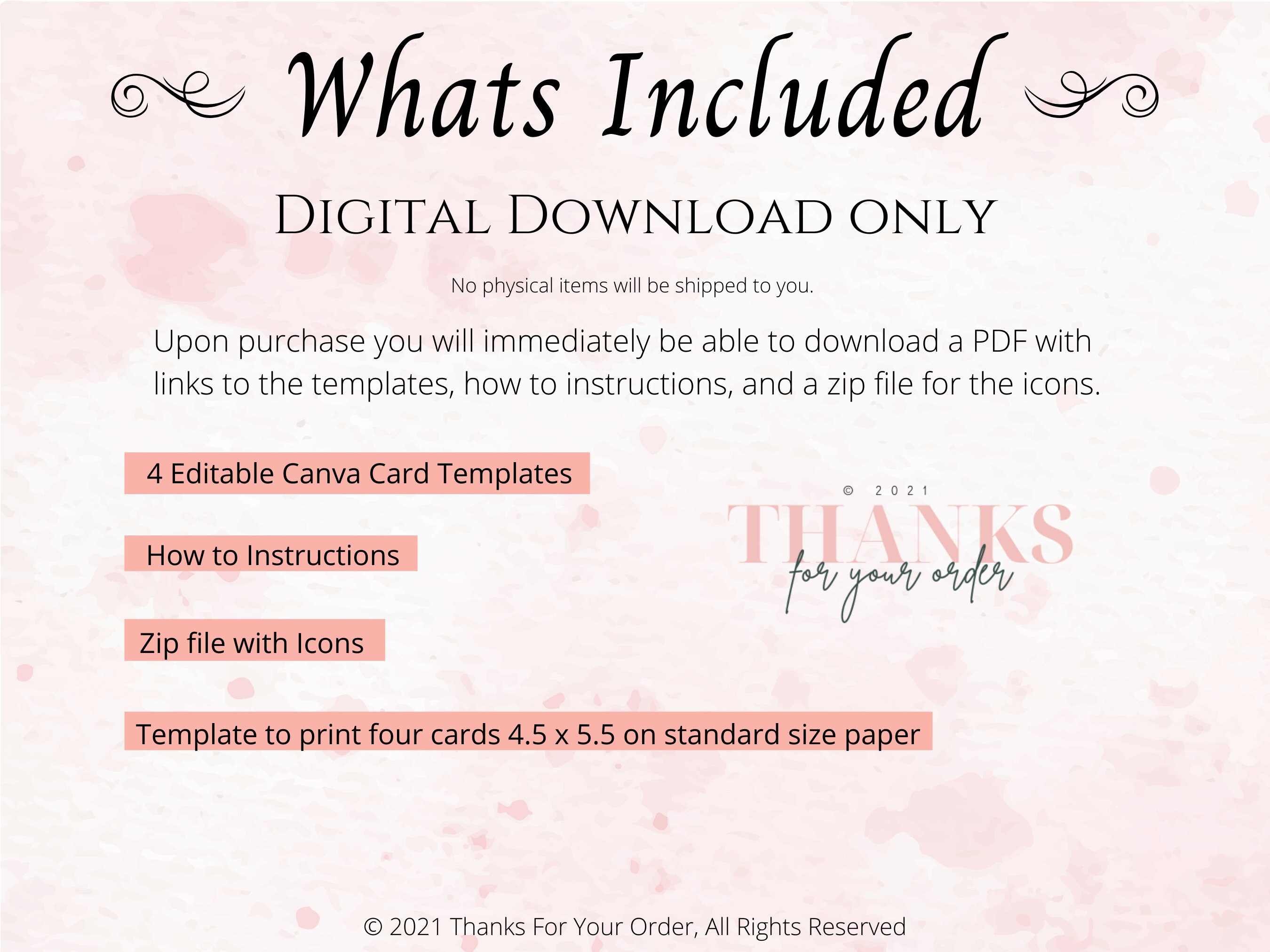 DIY Printable Business Thank You for Your Order Card Templates, Etsy ...