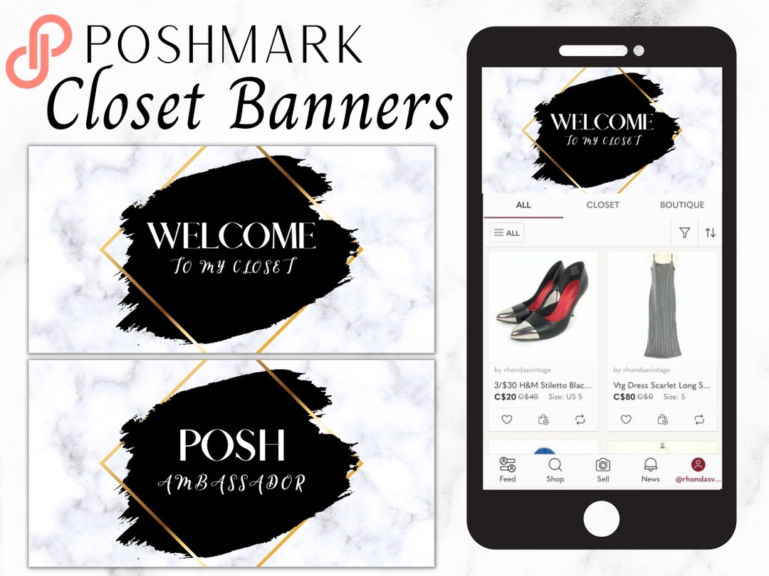 Poshmark Closet Banner: Black & Gold Welcome Sign (digital Download) - Etsy