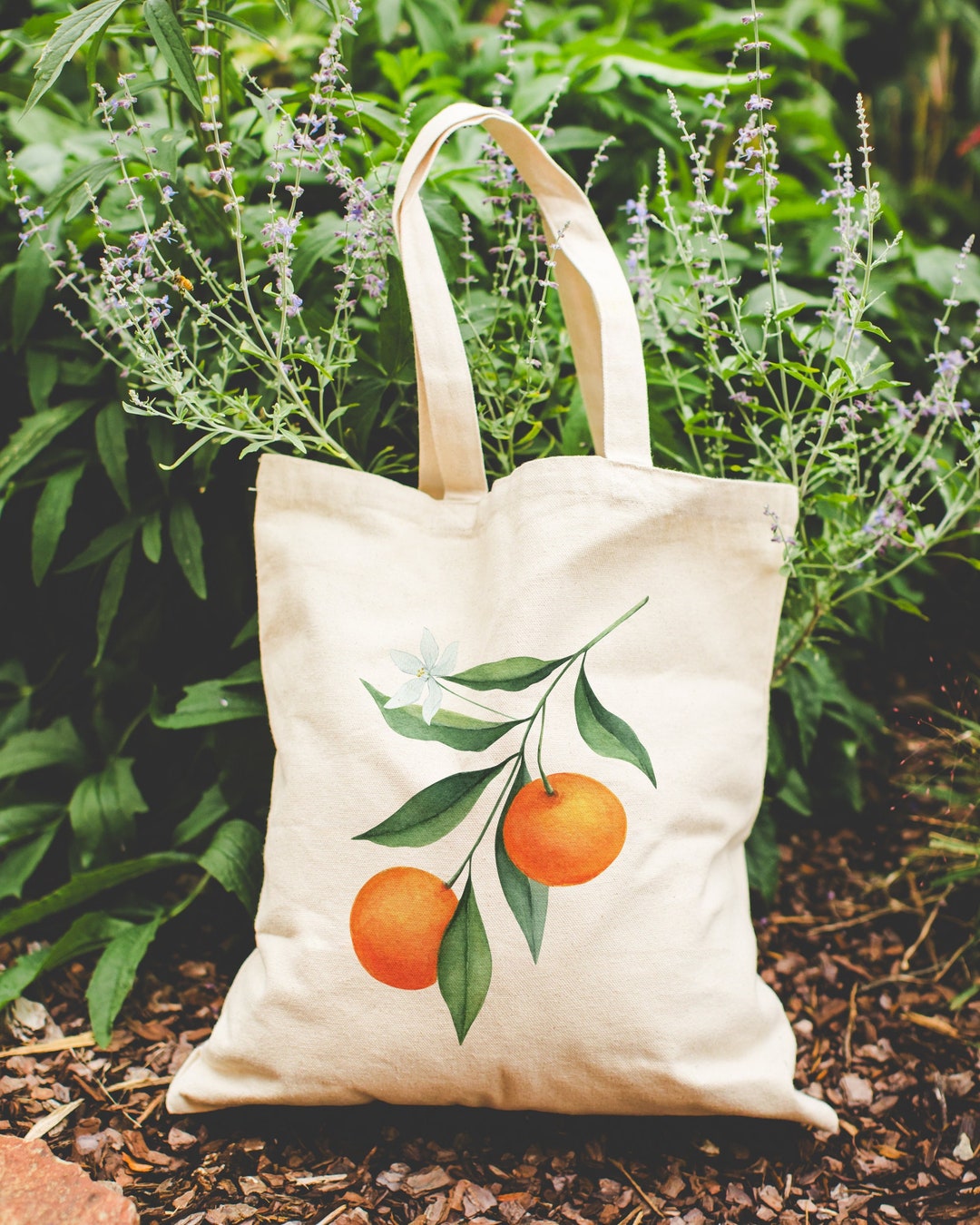 Orange Blossom Canvas Tote Bag Farmers Market Tote Summer Fruit Tote ...