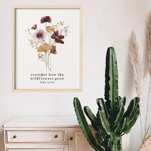 Christian Wall Art Printable Consider How the Wildflowers Grow Luke 12: ...