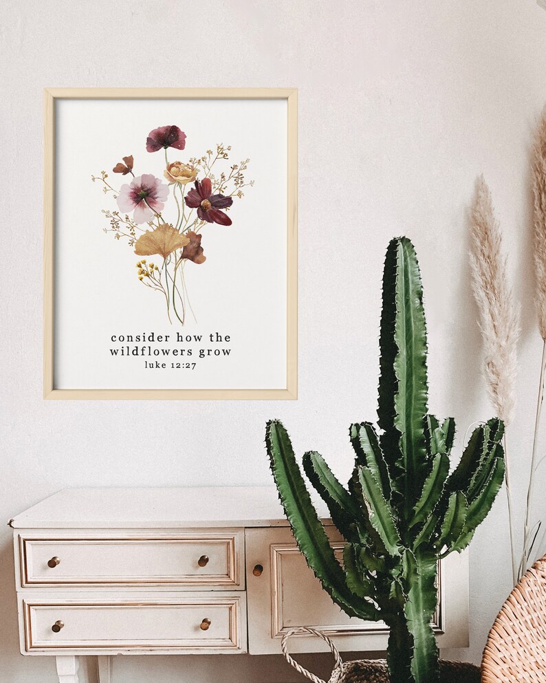 Christian Wall Art Printable Consider How the Wildflowers Grow - Etsy