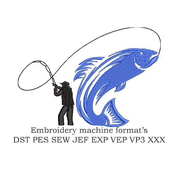 Man Fishing Embroidery Design Digital File Embroidery Machine - Etsy