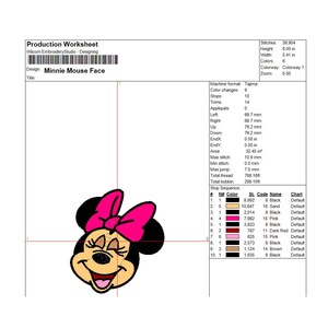 Minnie Mouse Face Embroidery Design Happy Face Minnie Mouse Embroidery ...