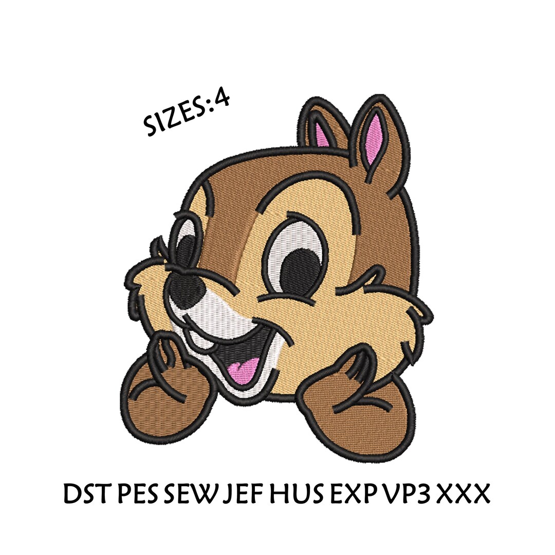 Cute Chip Face Embroidery Design Chip and Dale Digital File Computer ...