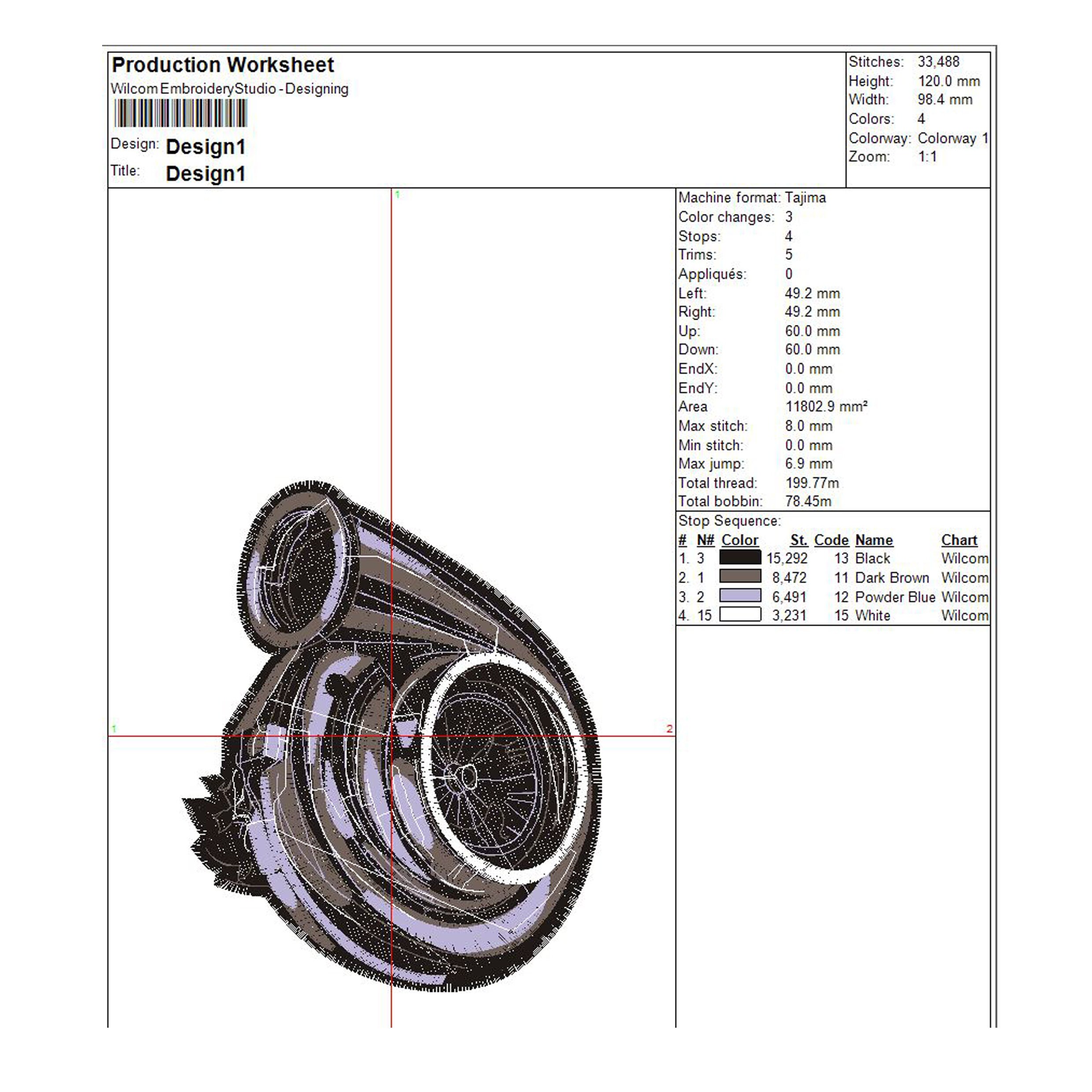 Turbo Embroidery Design Digital File Machine Embroidery Format's Dst ...