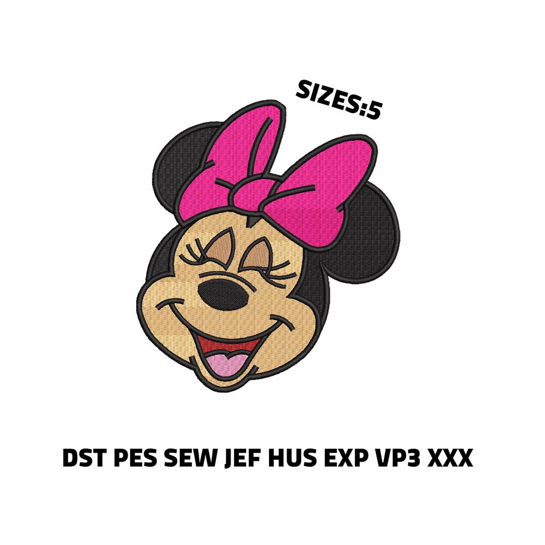 Minnie Mouse Face Embroidery Design Happy Face Minnie Mouse Embroidery ...