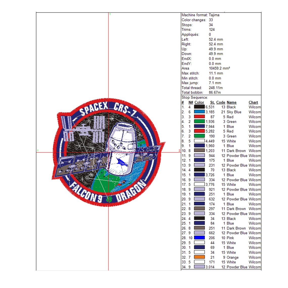 Spacex Falcon 9 Embroidery Design (digital File) - Etsy