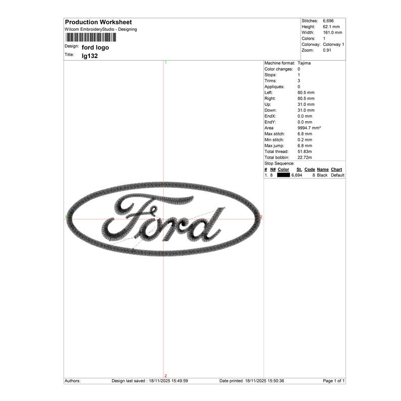 Ford Embroidery Design Digital File Computer Embroidery Formats - Etsy