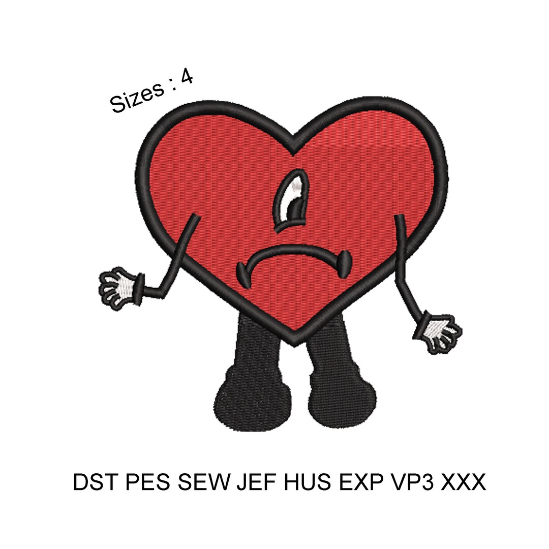Bad Bunny Embroidery Design Heart Bad Bunny Embroidery Design Digital ...