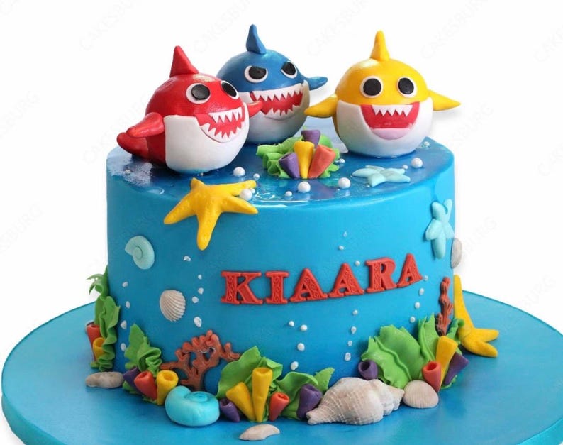 Sea Themed Fondant Covered Birthday Cake/shark Themed Cake/1st Birthday ...