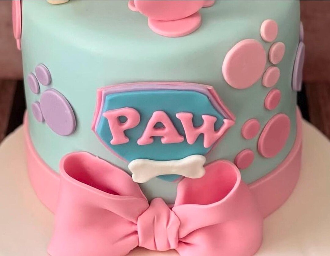 Paw Themed Fondant Covered Birthday Cake - Etsy
